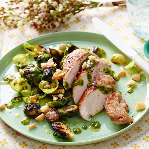 Poached lemon myrtle chicken with grilled sprouts - Lemon Myrtle Fragrances